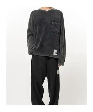 Mihara Yasuhiro Bleached Waffle Long Sleeve T-shirt - Black