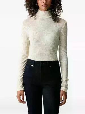 MOS MOSH Mmxinna Floral-print High-neck Top - Neutrals