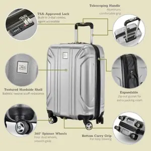 SKYWAY Nimbus 5.0 Hardside Expandable 20" Carry On Spinner Luggage - Silver