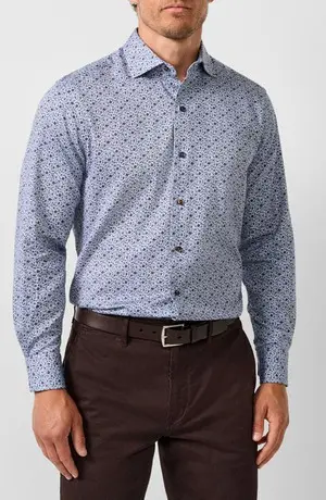 David Donahue Floral Cotton Sport Button-up Shirt