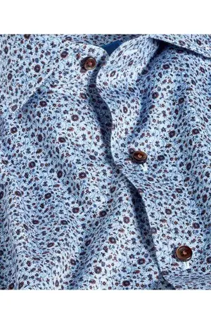 David Donahue Floral Cotton Sport Button-up Shirt