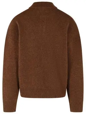 AMI Paris De Cœur' Chocolate Alpaca Polo Shirt - Brown