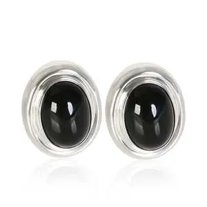 Tiffany & Co. Sterling Silver Onyx Paloma Picasso Earrings - Sterling_silver
