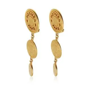 Hermès Gold-plated Vintage Clou De Selle Drop Earrings