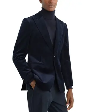 REISS Aspara Cotton Blend Classic Fit Blazer - Navy