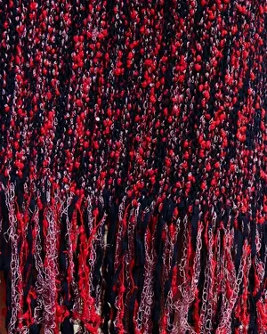 ALEMAIS Nieve Sequined Fringe Knit Midi Skirt