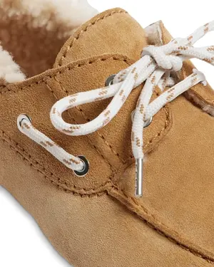 Sandro Suede Shearling Lined Boat Shoes