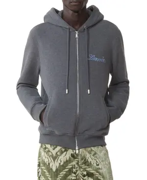 LANVIN Ribbon Zip-up Cotton And Cashmere Hoodie
