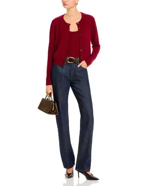L'AGENCE Malone Cashmere Crewneck Cardigan