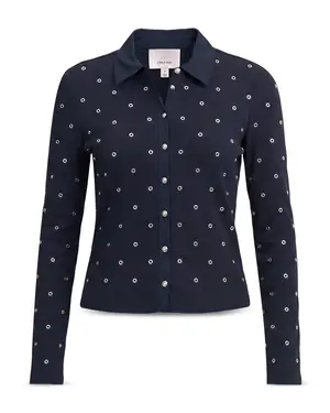Cinq À Sept Jensyn Grommet Cotton Stretch Top