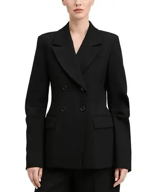 Derek Lam 10 Crosby Sharon Stretch Twill Double Breasted Blazer - Black