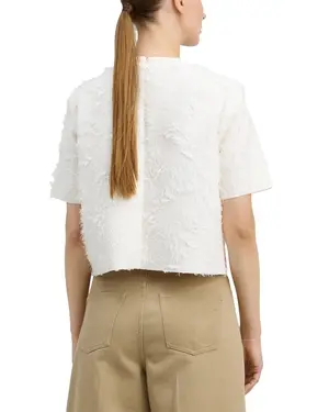 Derek Lam 10 Crosby Alicia Feather Clipped Bonded Fil Coupe Cropped Tee