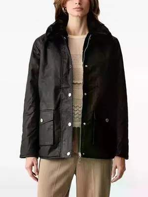 MORGAN Faux-fur Collar Coated Jacket - Black