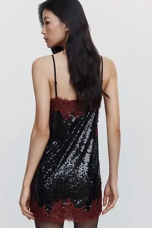 SUNDAY IN BROOKLYN Sequ Slip Mi Dress