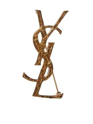 Saint Laurent Cassandre' Crocodile Brooch In Metal - Multicolor