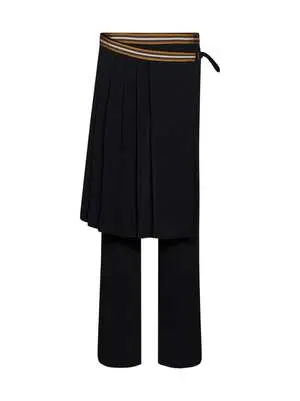 Dries Van Noten Black Heavyweight Crêpe Prestona Skirt Trousers - Multicolor
