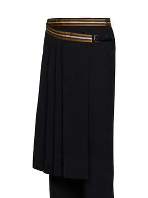 Dries Van Noten Black Heavyweight Crêpe Prestona Skirt Trousers - Multicolor