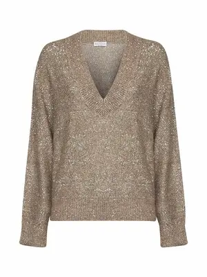 Brunello Cucinelli Light Brown Mohair-blend Dazzling Texture Sweater - Multicolor