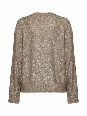 Brunello Cucinelli Light Brown Mohair-blend Dazzling Texture Sweater
