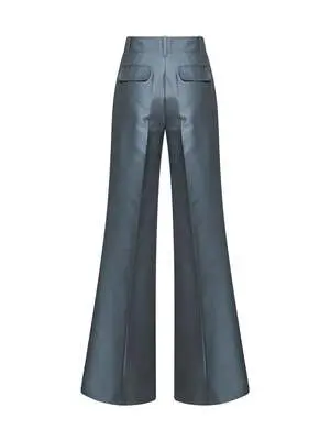 Zimmermann Airforce Blue Wool And Silk Valiant Structured Flared Trousers
