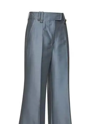 Zimmermann Airforce Blue Wool And Silk Valiant Structured Flared Trousers