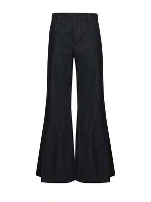 Brunello Cucinelli Blue No Fade Denim Flared Trousers With Monili - Multicolor