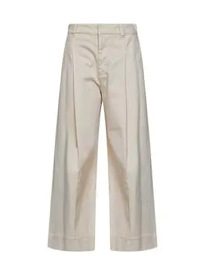 Brunello Cucinelli Oat Milk Denim-effect Twill A-line Pleated Trousers - Multicolor