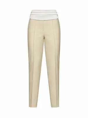 Attico Milk Stretch Wool Cigarette Trousers With Cummerbund - Multicolor