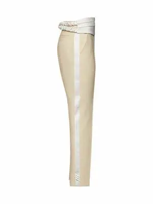 Attico Milk Stretch Wool Cigarette Trousers With Cummerbund