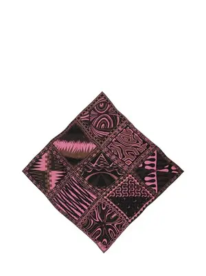 Emilio Pucci Brown And Coral Marmo And Leocorno-prints Silk Twill Scarf - Multicolor