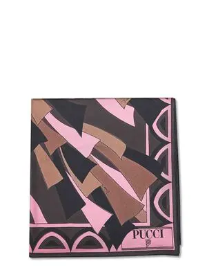 Emilio Pucci Brown And Coral Baiadera-print Silk Twill Scarf - Multicolor