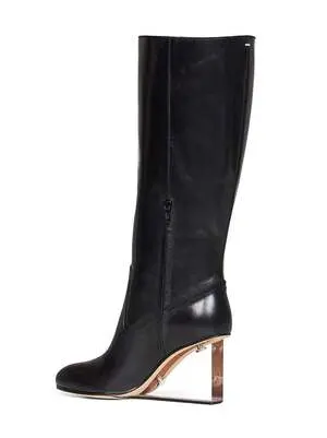 MAISON MARGIELA Black Leather Knee-high Boots With Plexi Heel