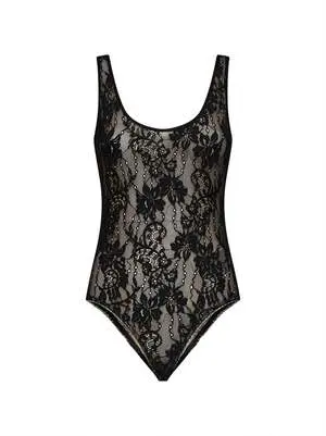 Zimmermann Black Stretch Lace Scoop Bodysuit - Multicolor