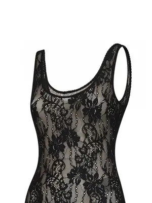 Zimmermann Black Stretch Lace Scoop Bodysuit