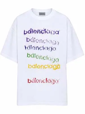 Balenciaga White Cotton Oversized T-shirt T-shirt With Logo Print - Multicolor
