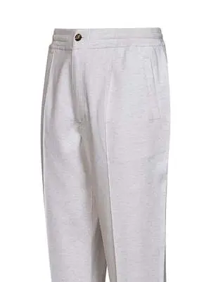 Brunello Cucinelli Travertine White Techno Cotton Double Jersey Trousers