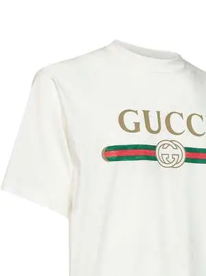 Gucci Chalk Printed Silk Blend Jersey T-shirt