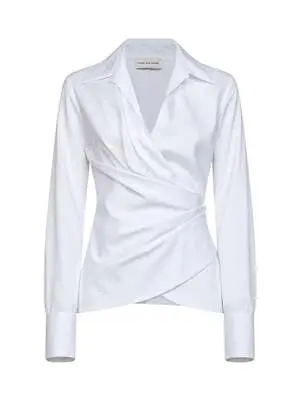 Dries Van Noten White Cotton Poplin Wrap Shirt