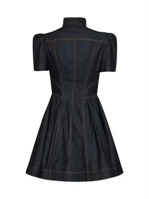 Zimmermann Onyx Blue Cotton Denim Corset Mini Dress