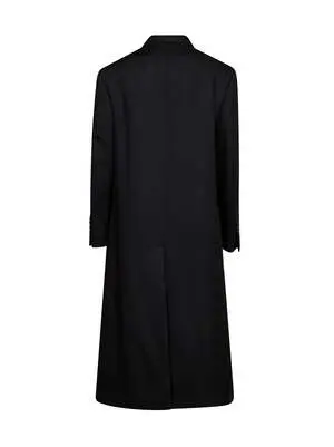 AMI Paris Black Virgin Wool Long Double-breasted Coat