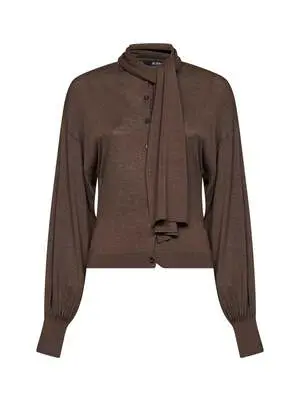 Jacquemus Brown Knit The Losange Cardigan With Scarf - Multicolor