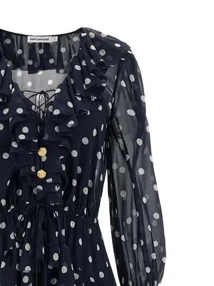 SELF-PORTRAIT Polka Dot Georgette Ruffle Maxi' Dress