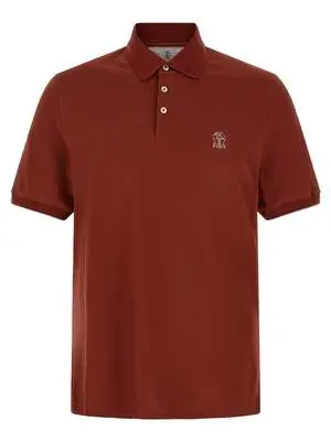 Brunello Cucinelli Logo Embroidery Polo Shirt - Red