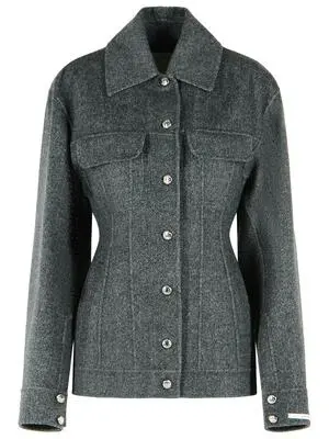 Sportmax Calcio' Pure Grey Wool Jacket - Gray