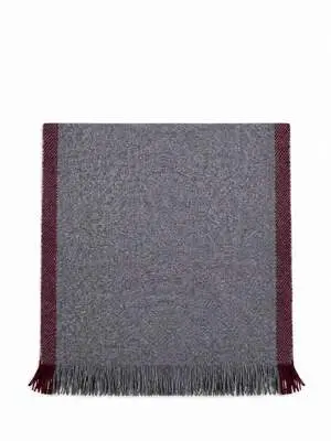 Brunello Cucinelli Dark Grey Cashmere Scarf With Contrasting Edges - Multicolor