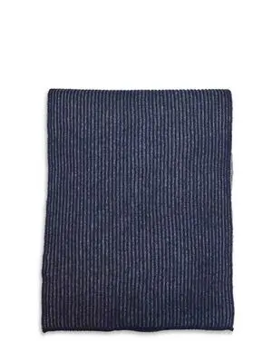 Brunello Cucinelli Navy Blue Cashmere Vanisé Knit Scarf - Multicolor