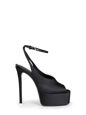Attico Black Satin Superattico 10 Ornella Platform Sandals - Multicolor