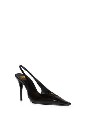 Saint Laurent Black Leather Babylone 90 Slingback Pumps