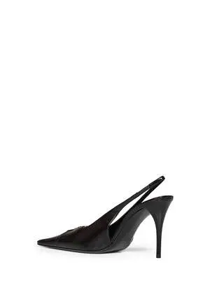 Saint Laurent Black Leather Babylone 90 Slingback Pumps