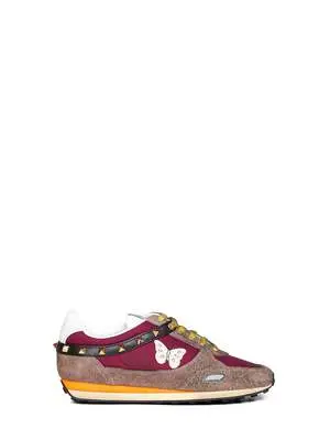 Valentino Garavani Split Leather And Nylon Stud Up Sneakers